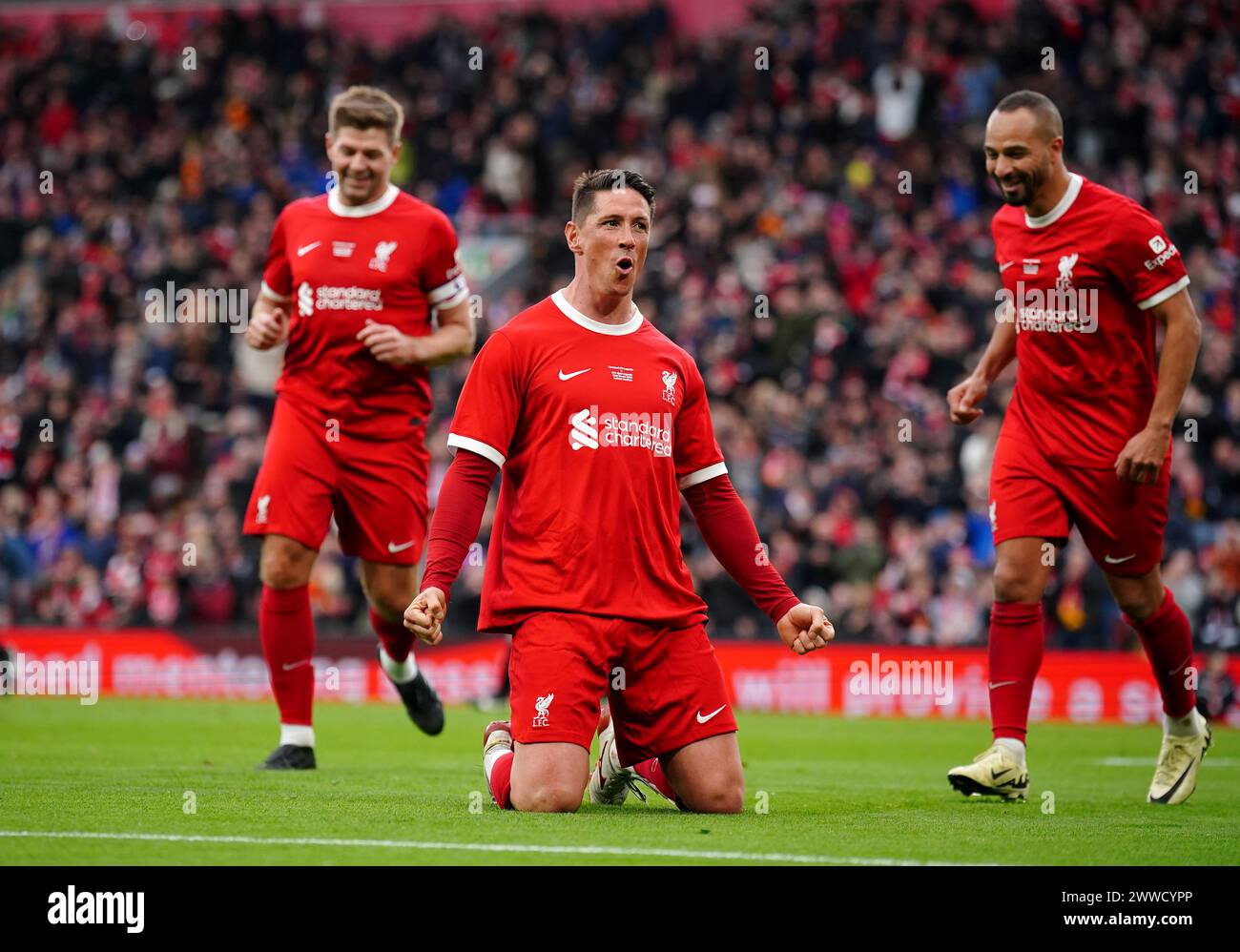 Liverpool Legends' Fernando Torres celebrates scoring his sides fourth ...