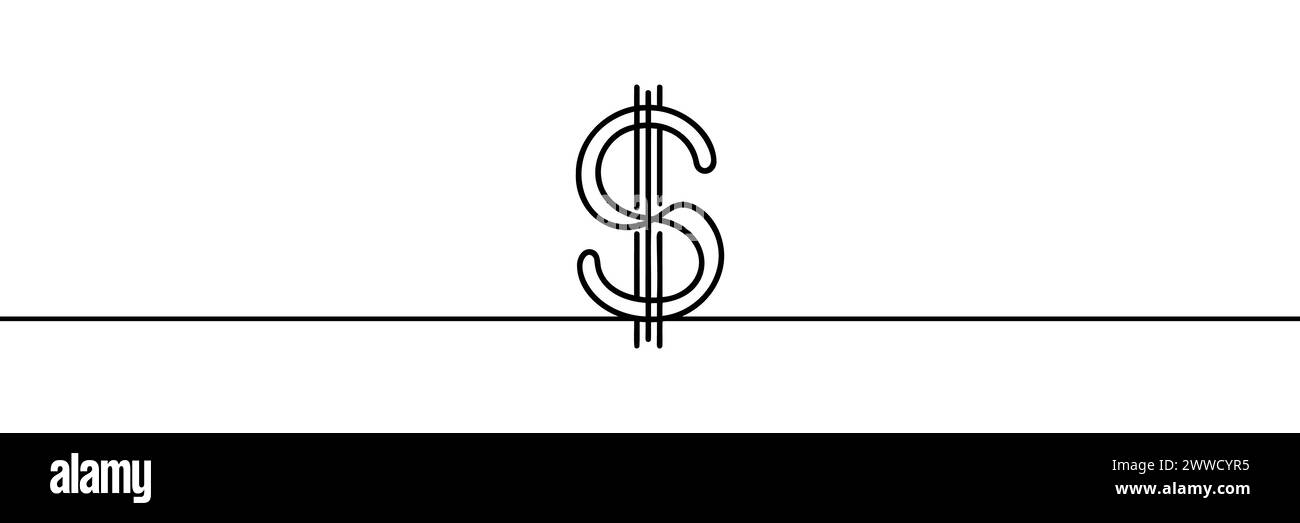 dollar drawn with one continuous line. Vector illustration Stock Vector ...