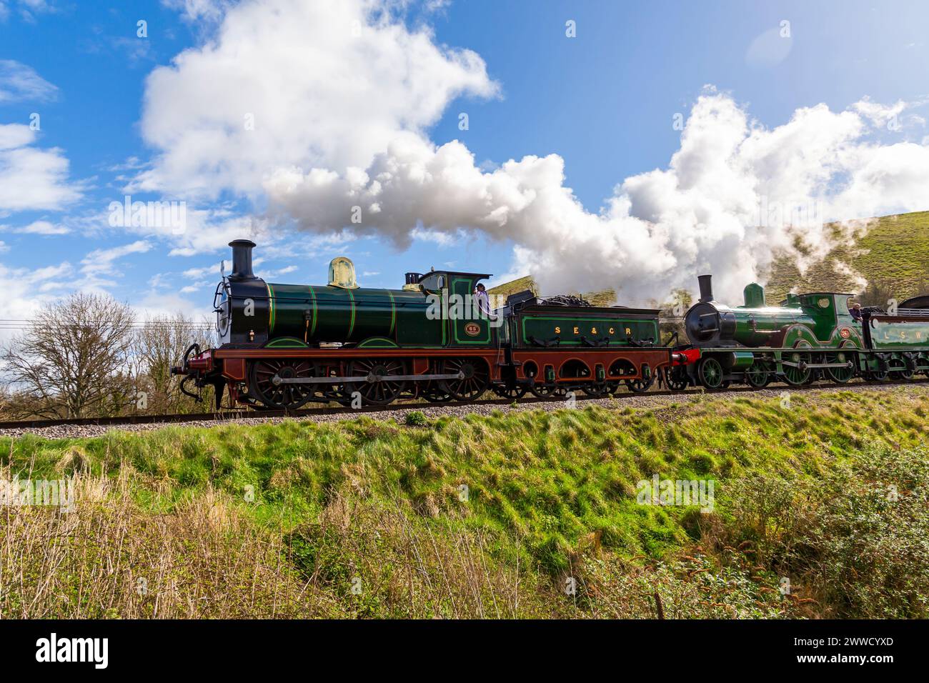 Corfe Castle, Dorset, UK. 23rd March 2024.. Swanage Railway Victoria ...