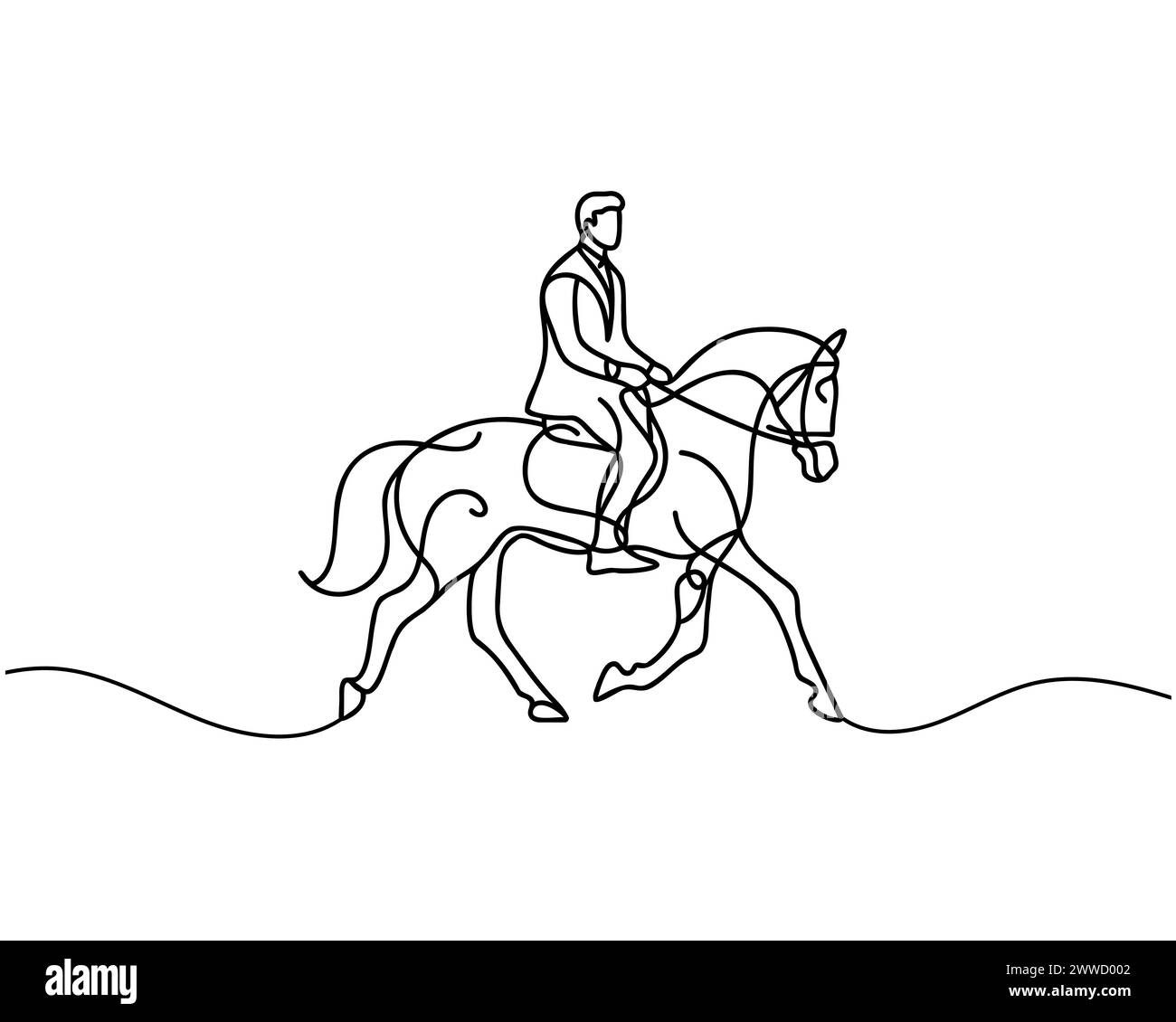 Continuous one line drawing rider on horseback Stock Vector Image & Art ...