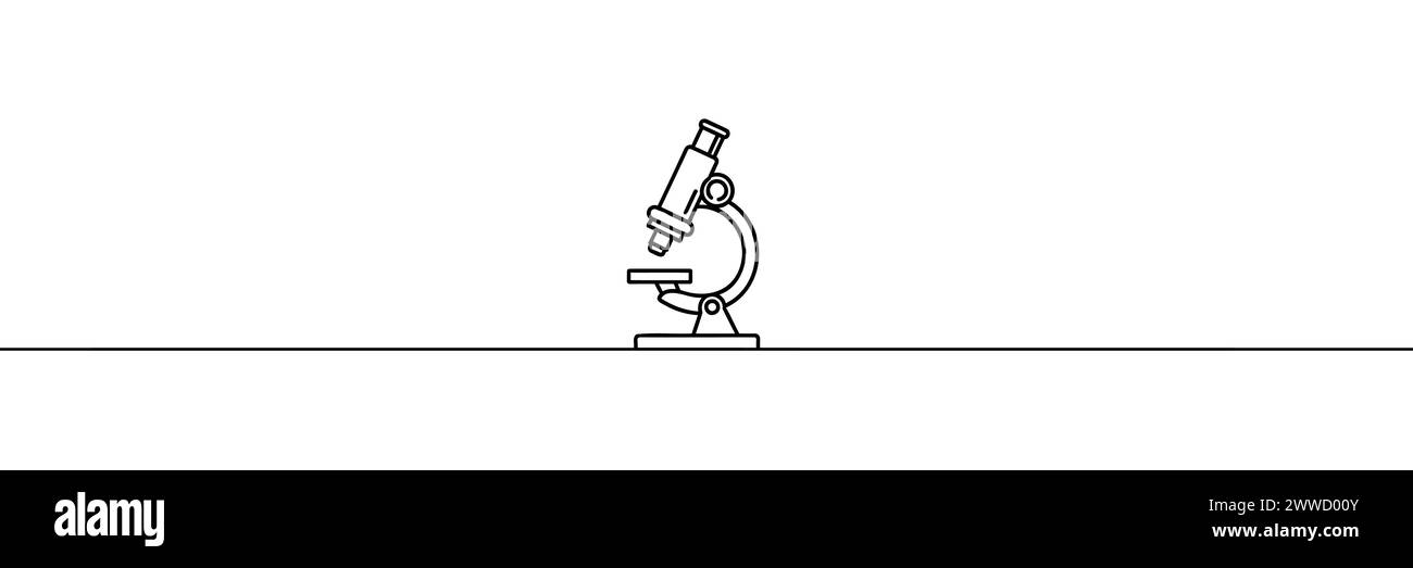 Microscope Drawn with one continuous line. Vector illustration Stock ...