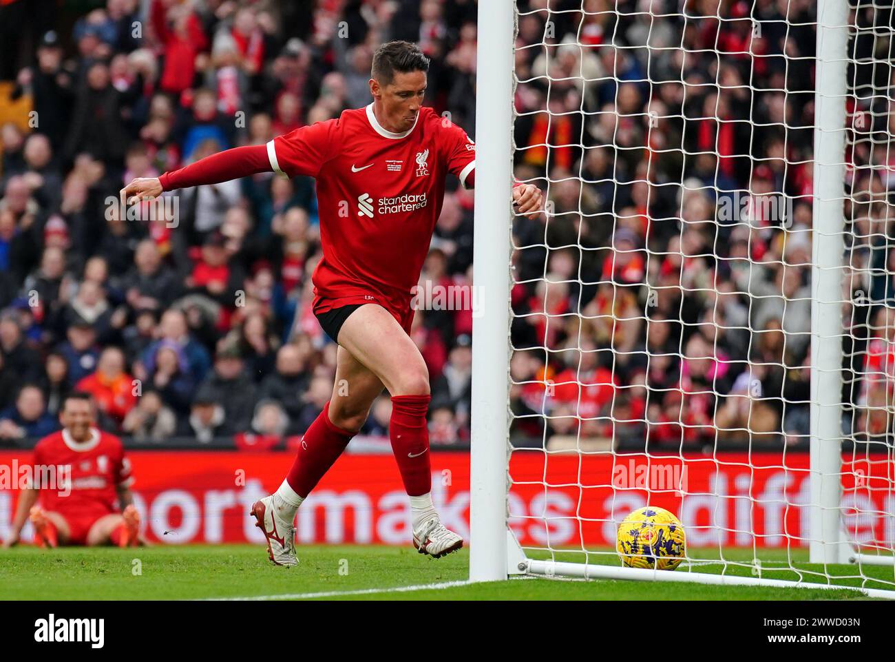 Liverpool Legends' Fernando Torres scoring his sides fourth goal during ...