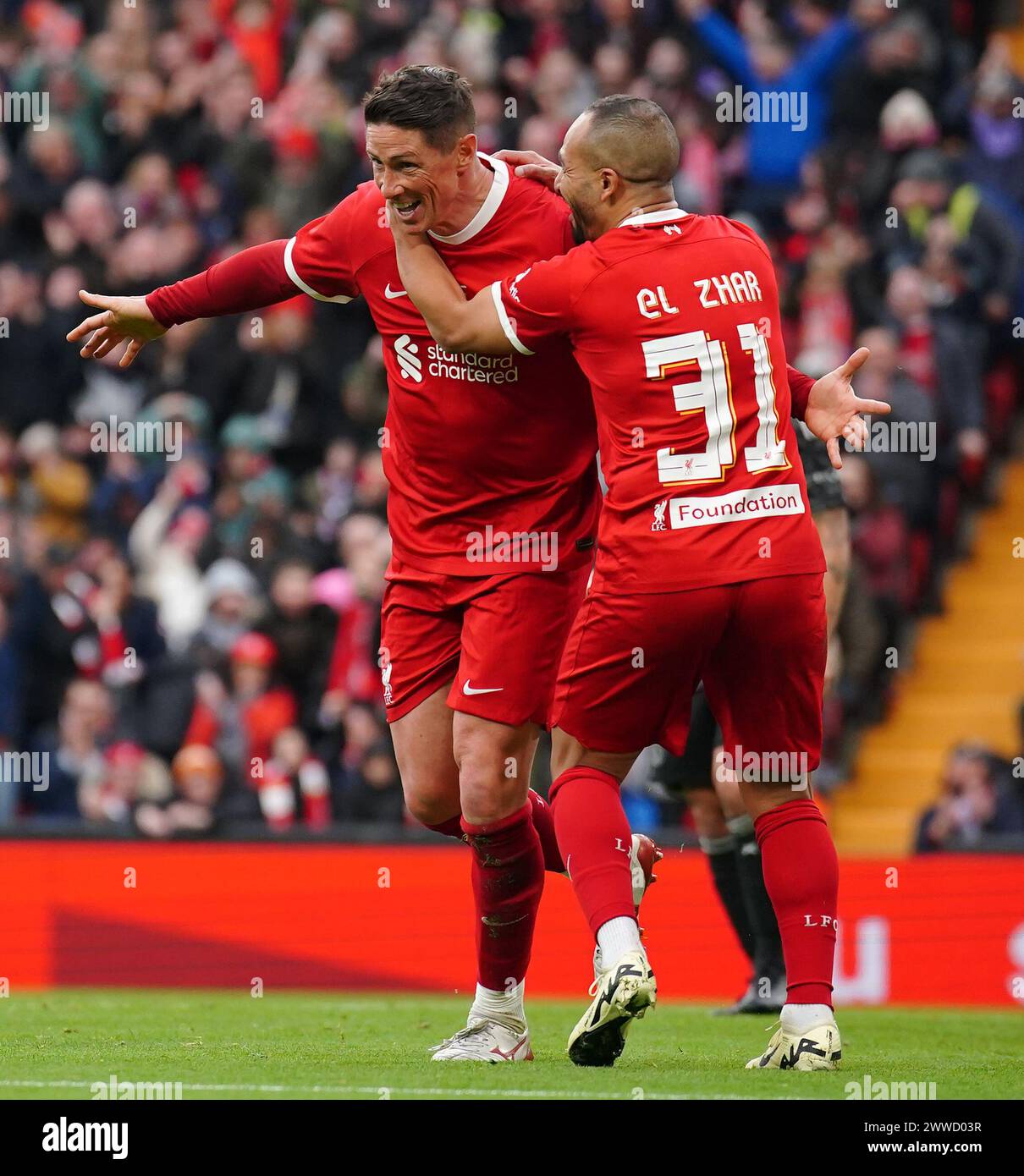 Liverpool Legends' Fernando Torres celebrates scoring his sides fourth ...
