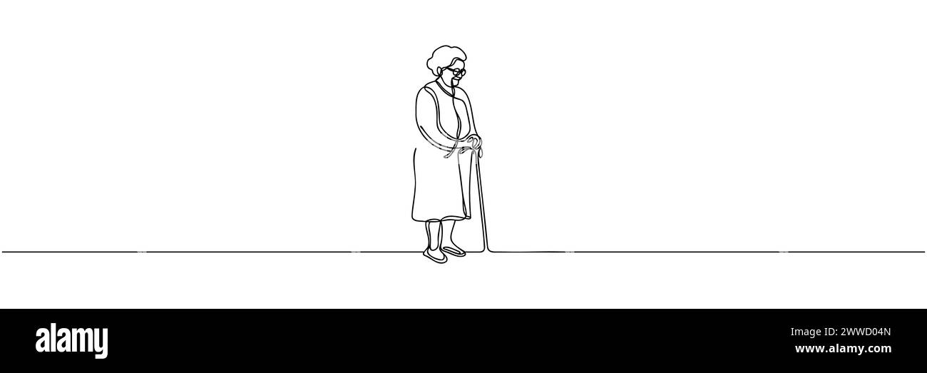 elderly woman drawn in one line style. Vector illustration Stock Vector ...