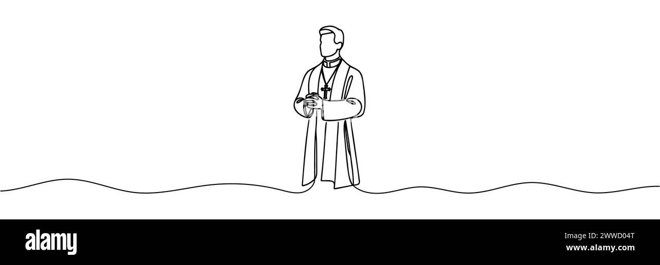 One continuous line drawing of a male priest Stock Vector Image & Art ...