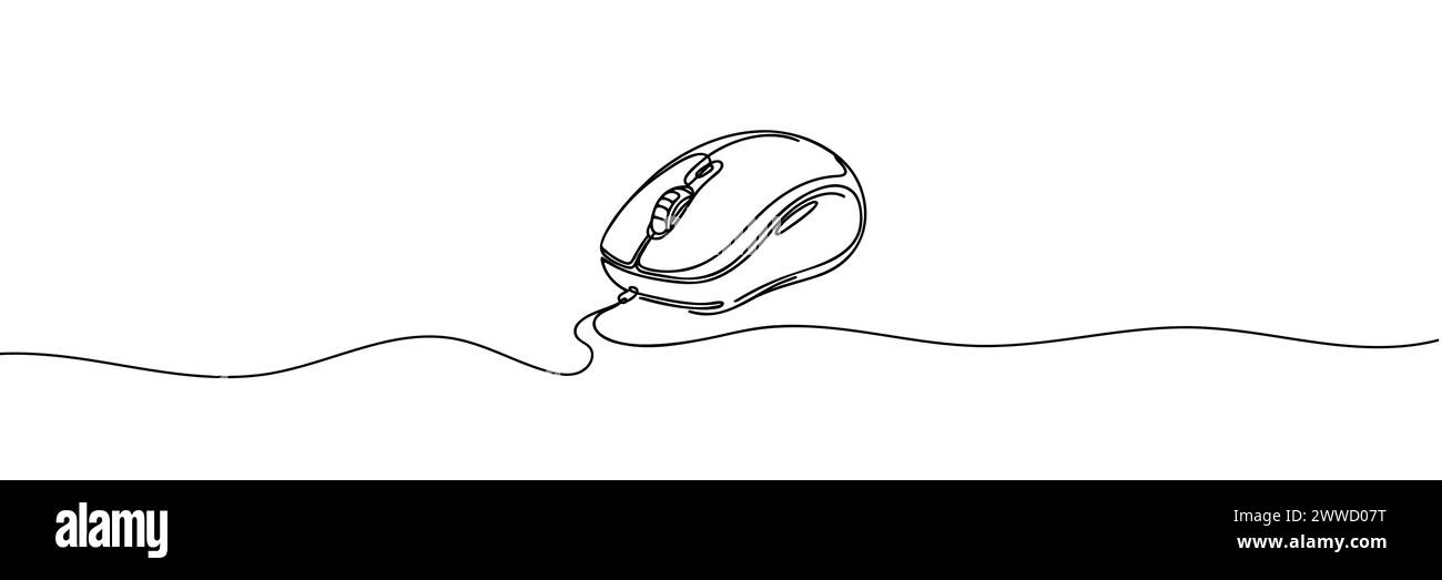 Continuous one line drawing of computer mouse icon. Minimalism drawing ...