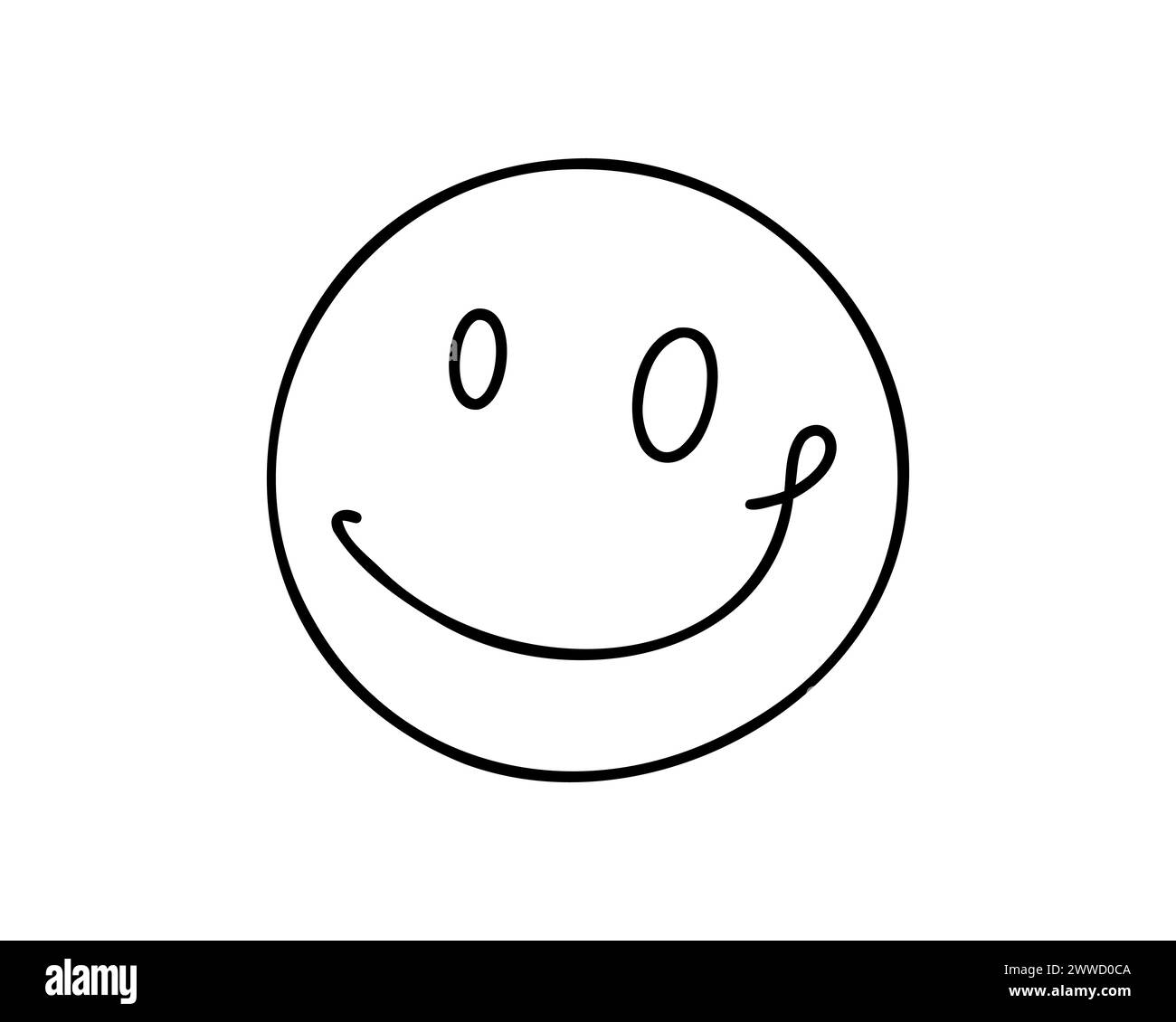 One continuous line art smiling face isolated vector illustration on ...