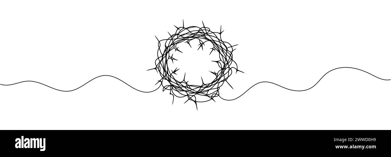 Continuous one line drawing of Christ's crown of thorns Stock Vector ...