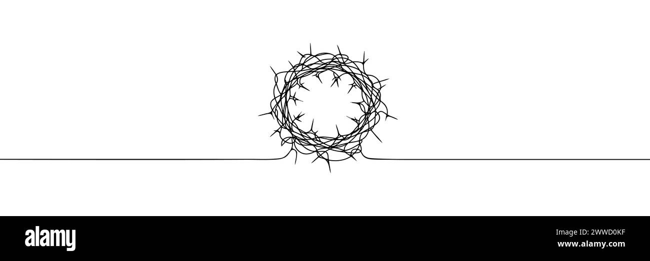 Continuous one line drawing of Christ's crown of thorns Stock Vector ...