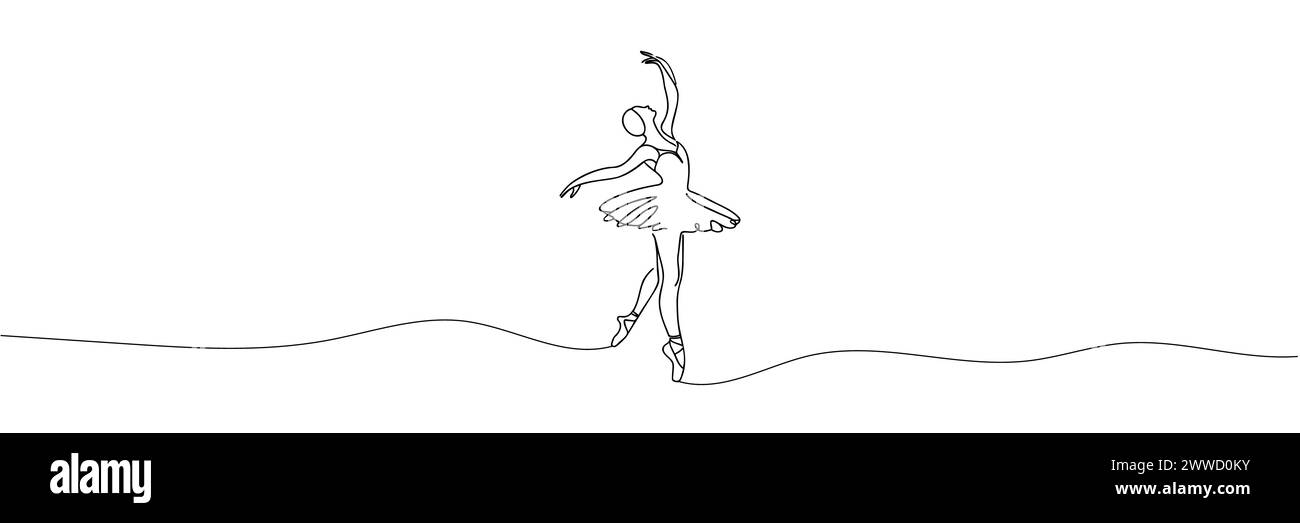continuous line drawing of woman ballet dancer Stock Vector Image & Art ...