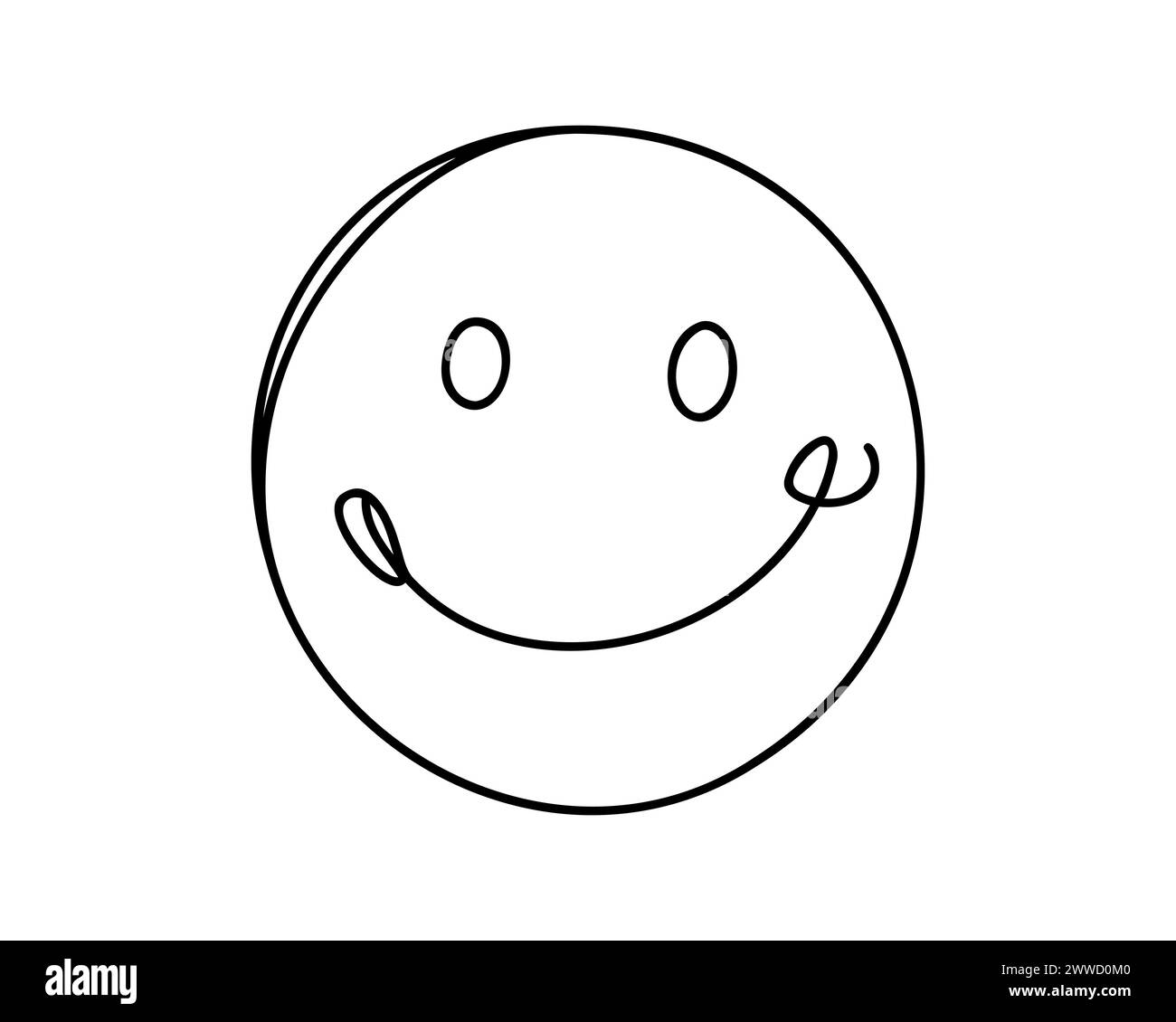 One continuous line art smiling face isolated vector illustration on ...