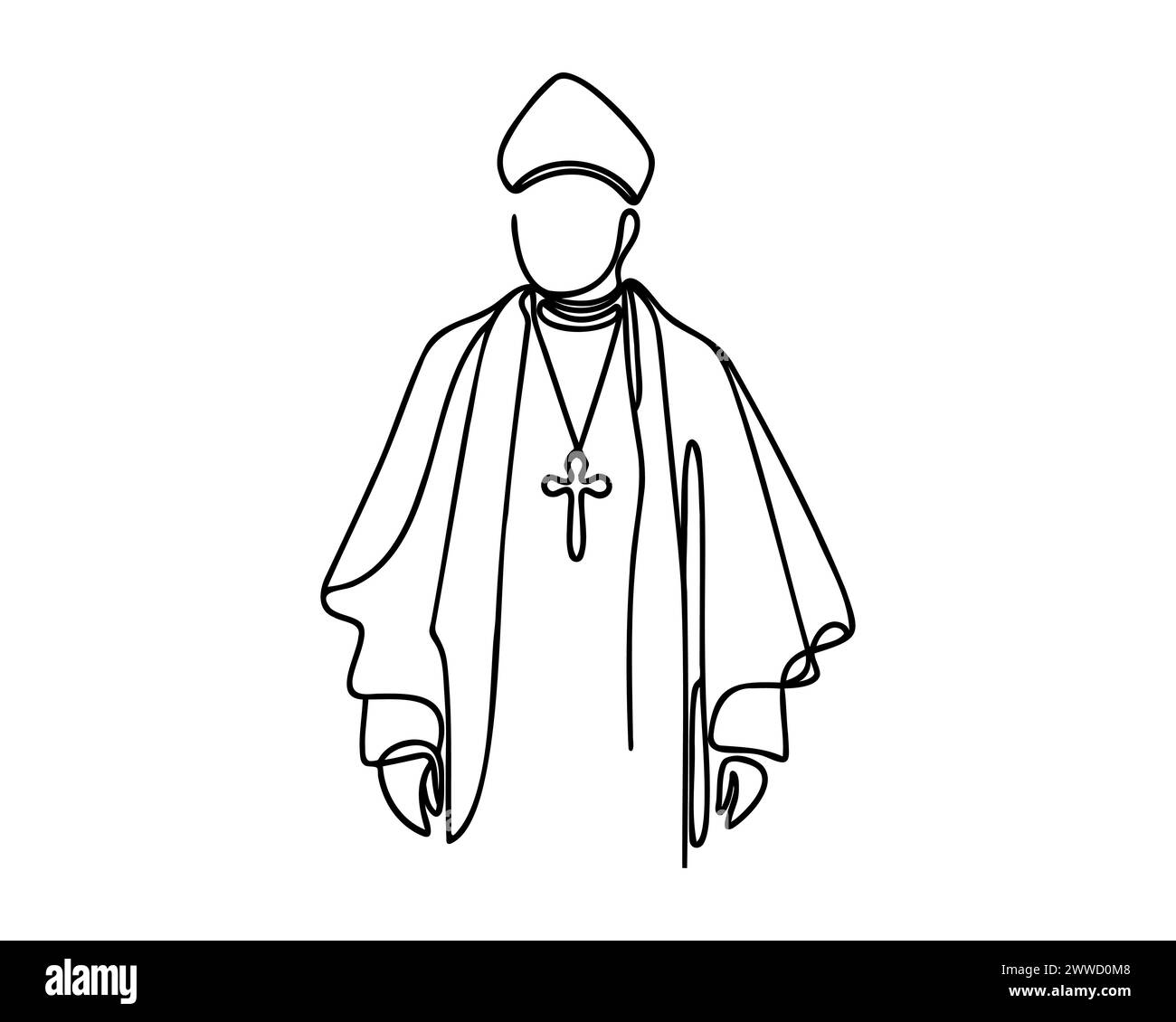 One continuous line drawing of a male priest Stock Vector Image & Art ...