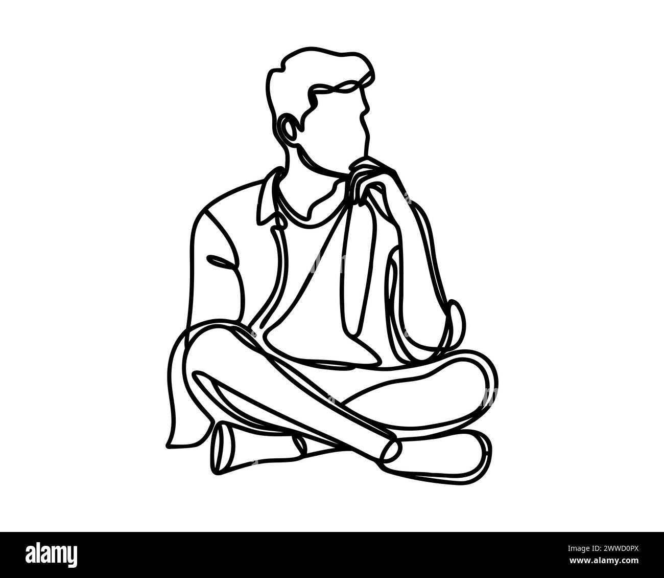 Continuous one line drawing of a thinking guy Stock Vector Image & Art ...