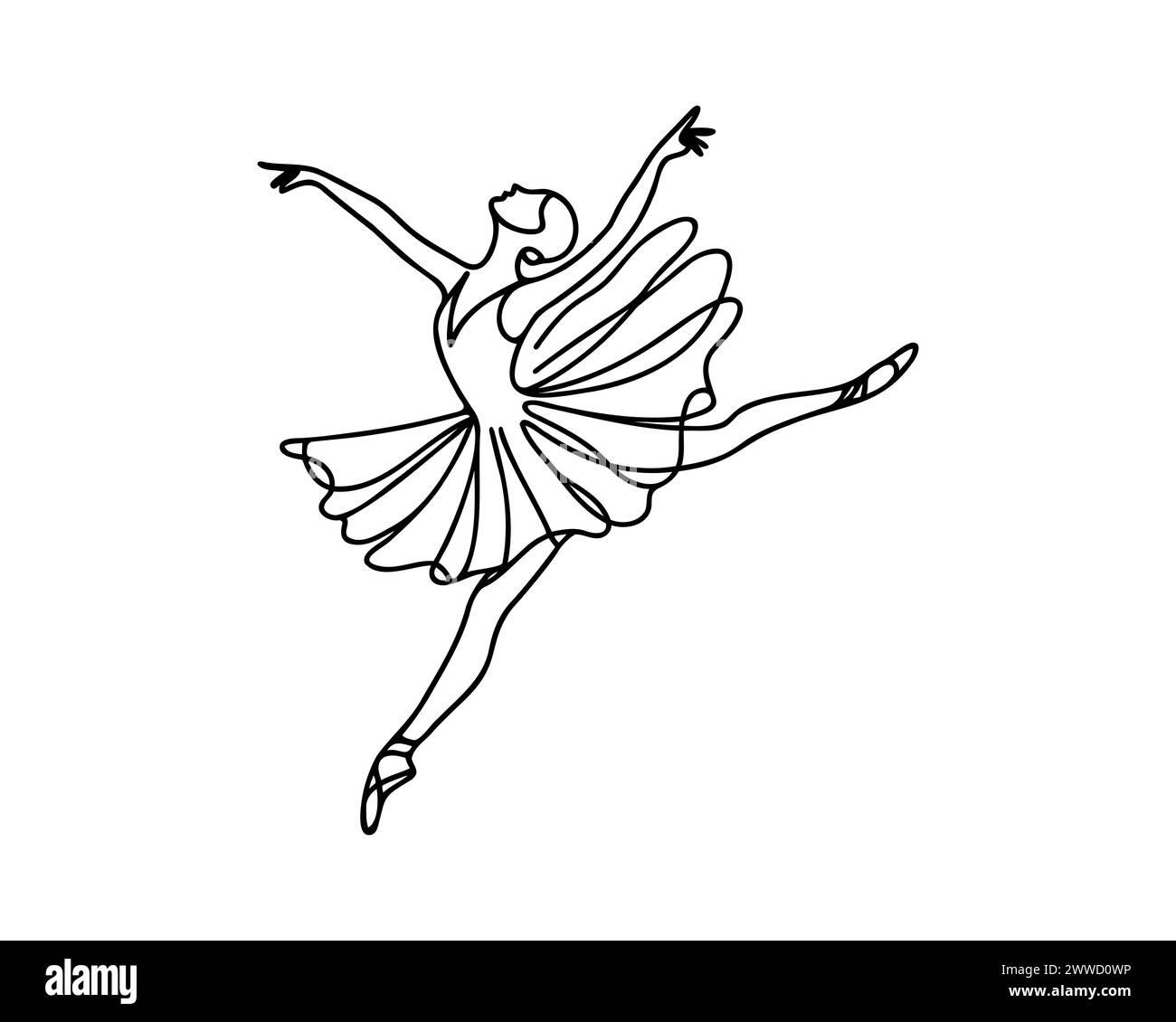 continuous line drawing of woman ballet dancer Stock Vector Image & Art ...