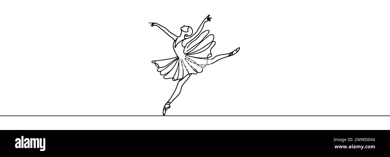 continuous line drawing of woman ballet dancer Stock Vector Image & Art ...