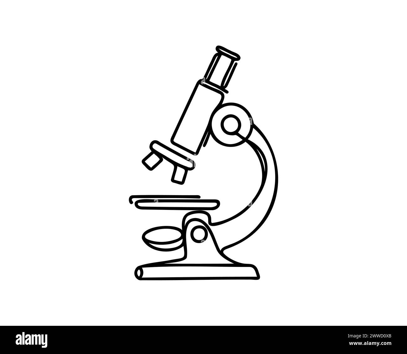 Microscope Drawn with one continuous line. Vector illustration Stock ...