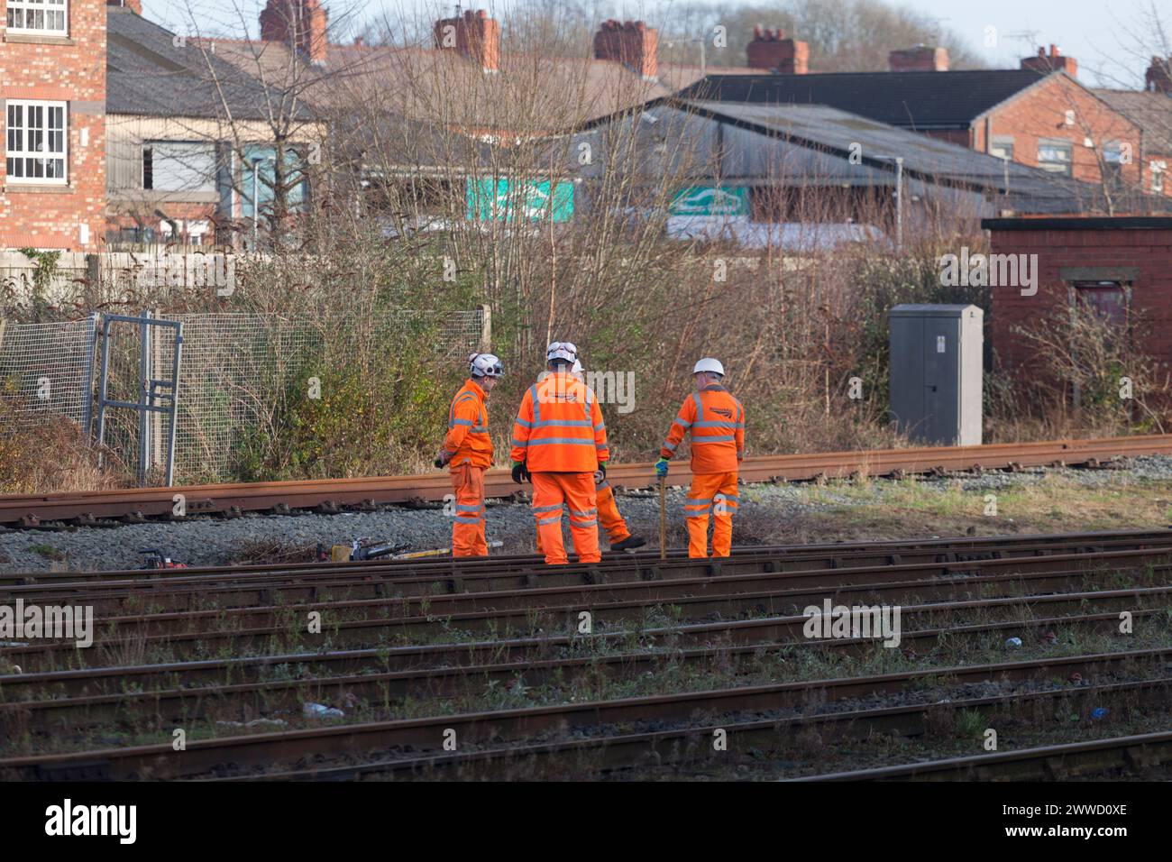 Network Rail maintenance gang on a railway line Stock Photo - Alamy