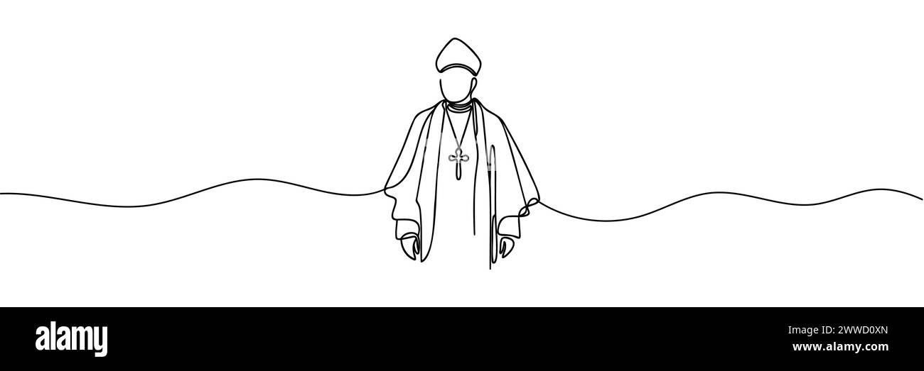 One continuous line drawing of a male priest Stock Vector Image & Art ...