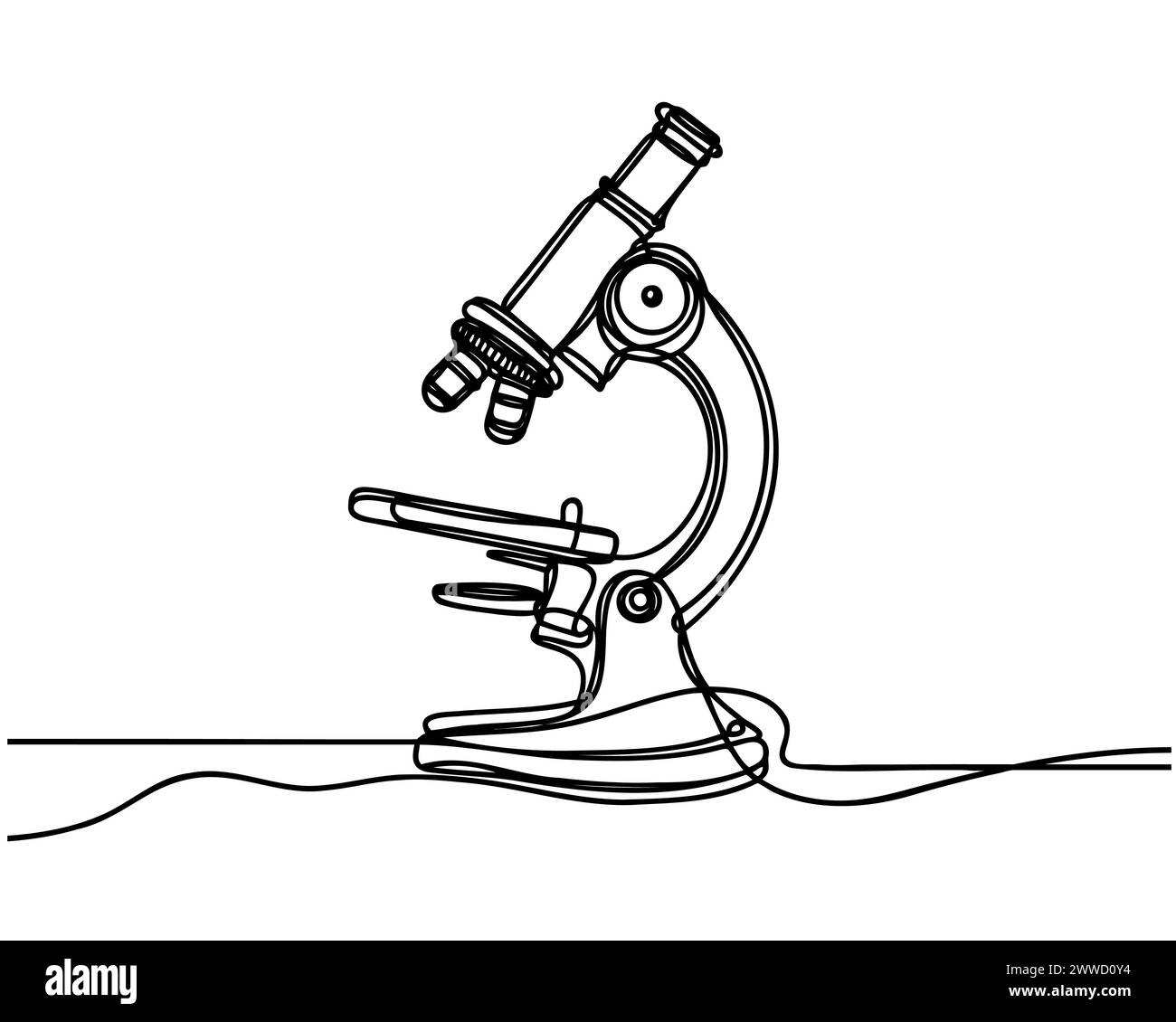 Microscope Drawn with one continuous line. Vector illustration Stock ...