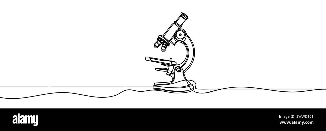 Microscope Drawn with one continuous line. Vector illustration Stock ...