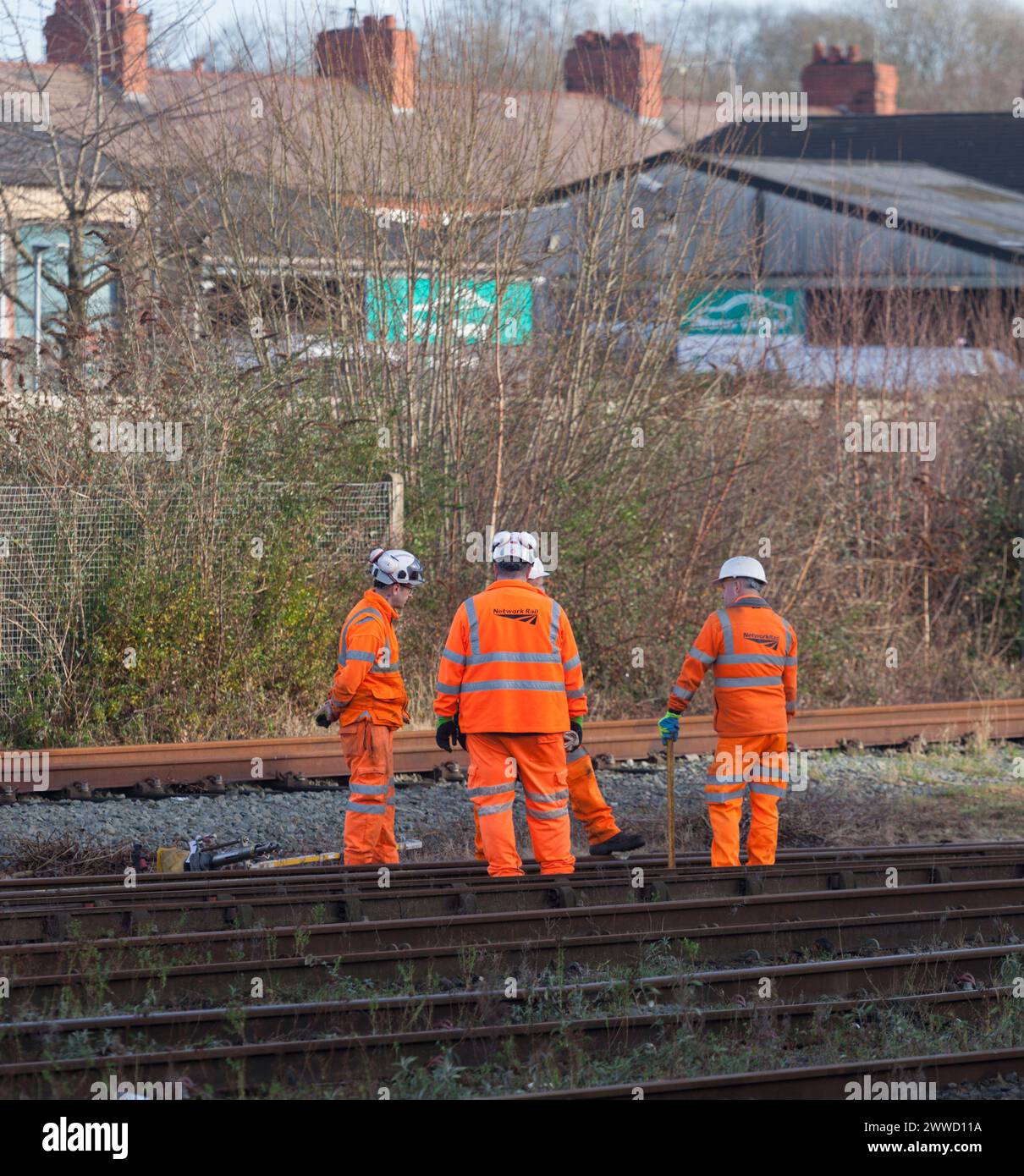 Network Rail maintenance gang on a railway line Stock Photo - Alamy