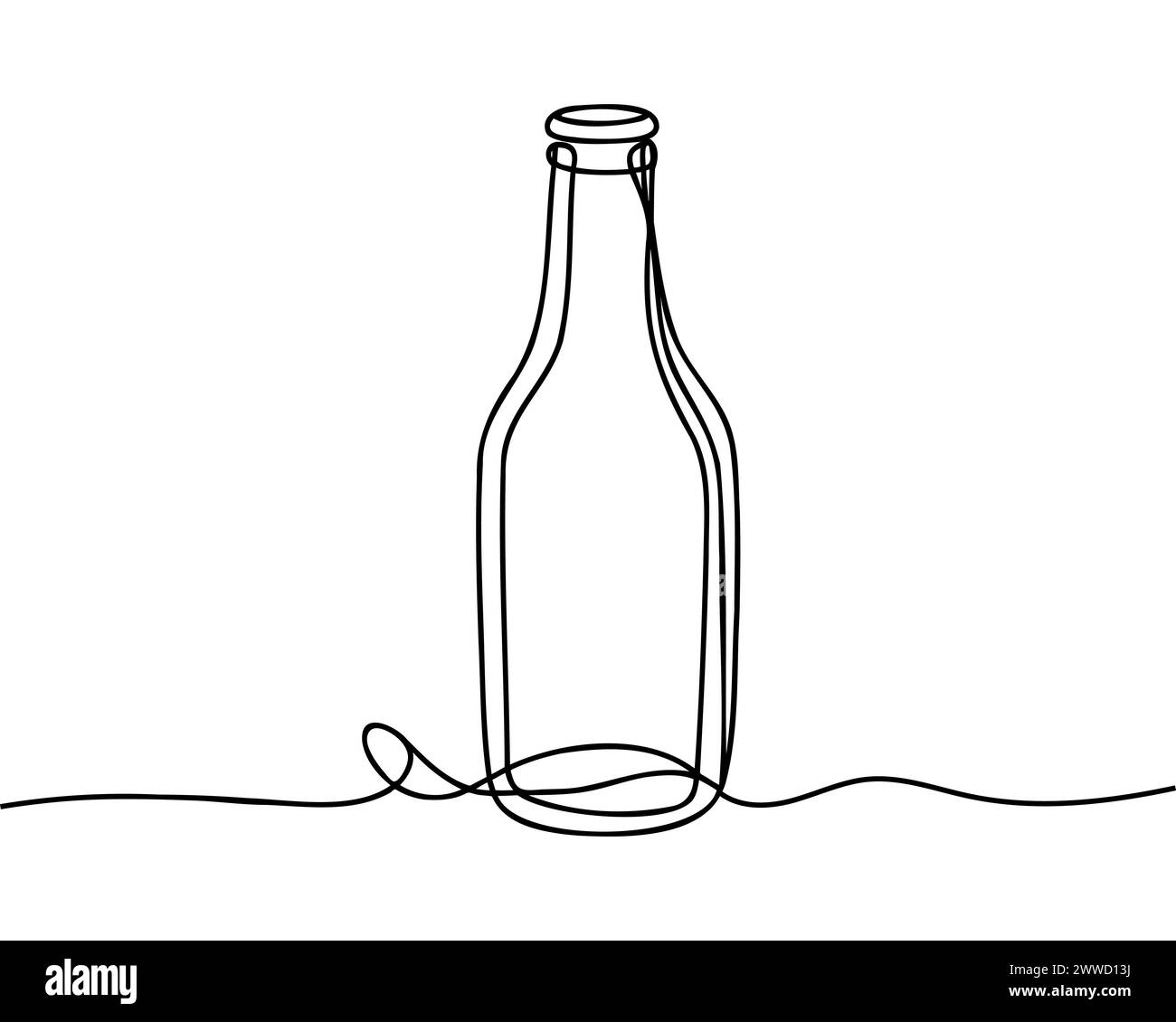 Bottles isolated on white background. Continuous line drawing. Vector Stock Vector Image & Art ...