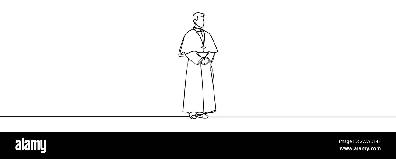 One continuous line drawing of a male priest Stock Vector Image & Art ...