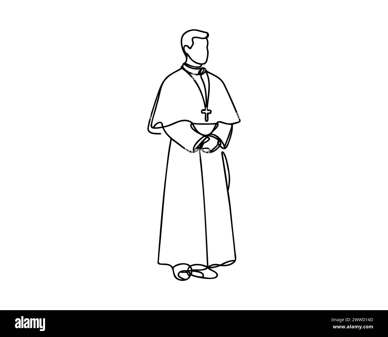 One continuous line drawing of a male priest Stock Vector Image & Art ...