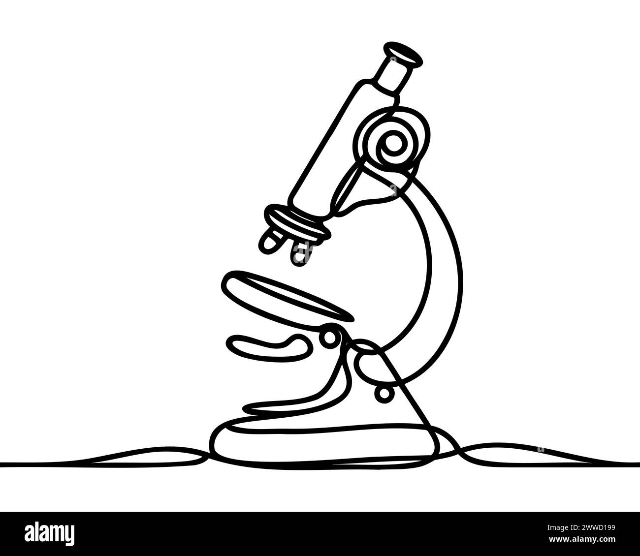 Microscope Drawn with one continuous line. Vector illustration Stock ...