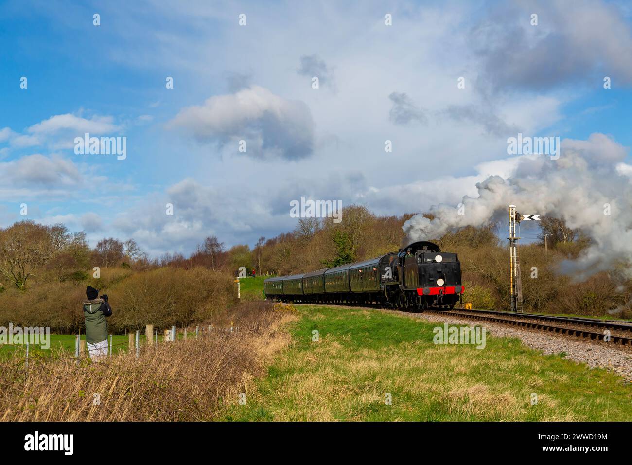 Corfe Castle, Dorset, UK. 23rd March 2024.. Swanage Railway Victoria ...