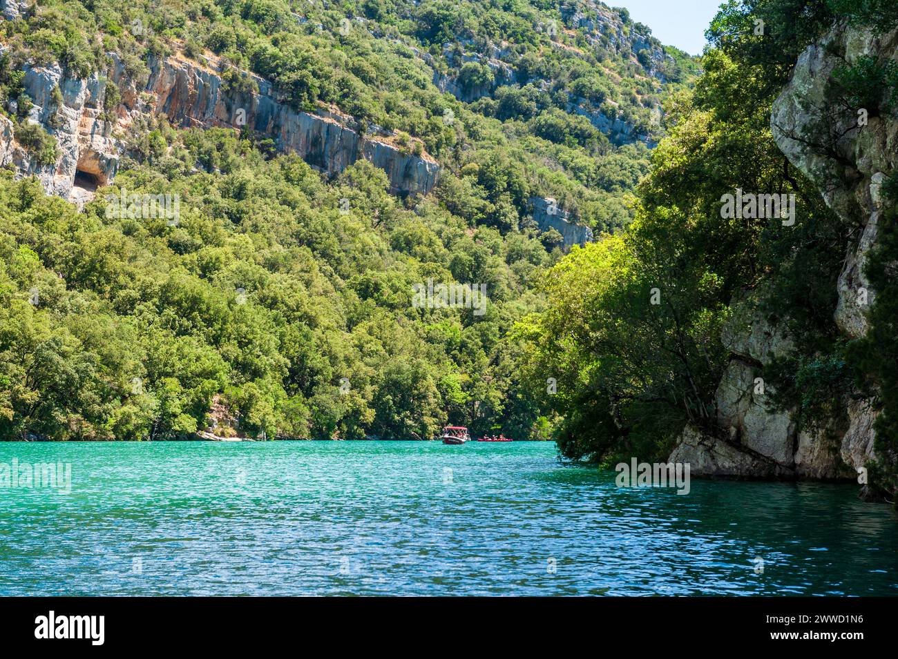Exterior shot of the Gorges du Verdon, in the French Provence, on a ...