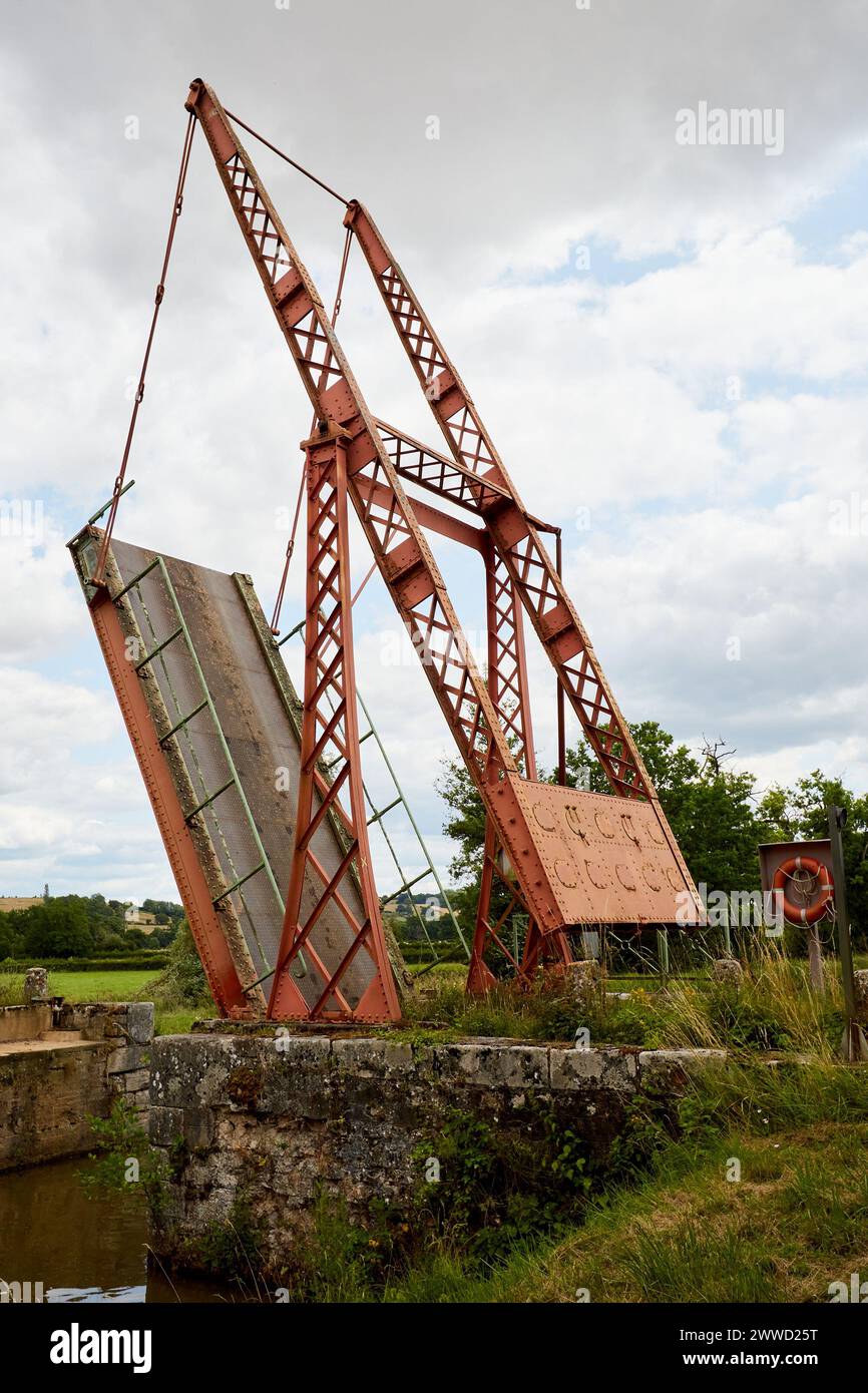 Open Lift Bridge over Canal Passage Stock Photo - Alamy