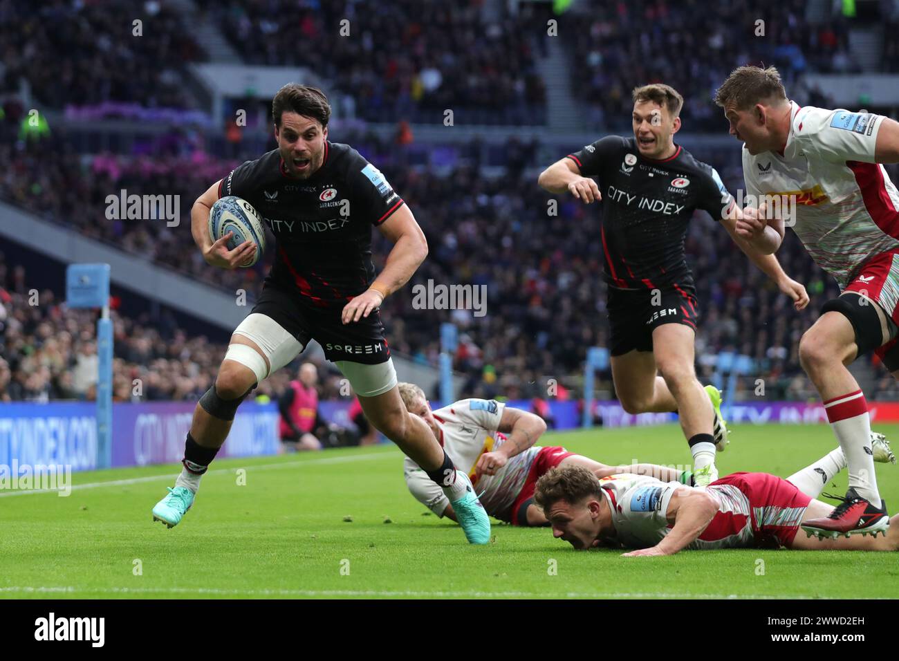 London, England, Saturday March 23, 2024. Saracens' Sean Maitland on ...