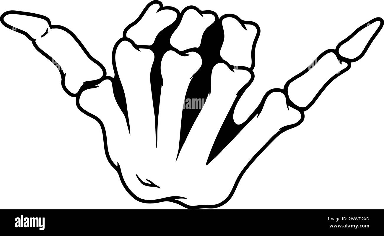 Skeleton hand with shaka sign. Vector illustration Stock Vector Image ...