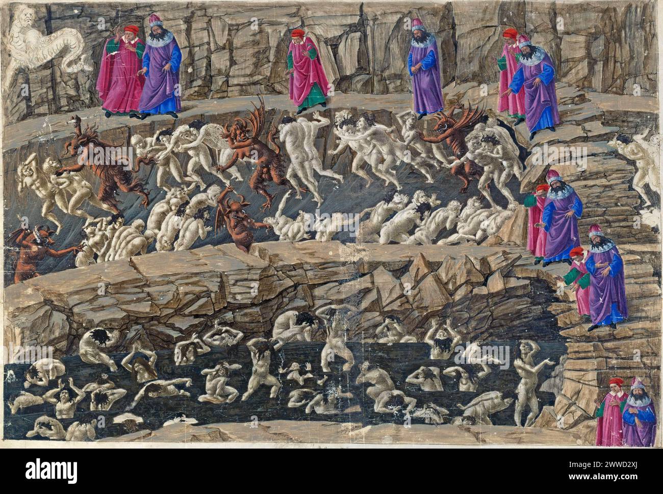 Alessandro Botticelli – Inferno, Canto XVIII, Eighth Circle 1480-95 ...