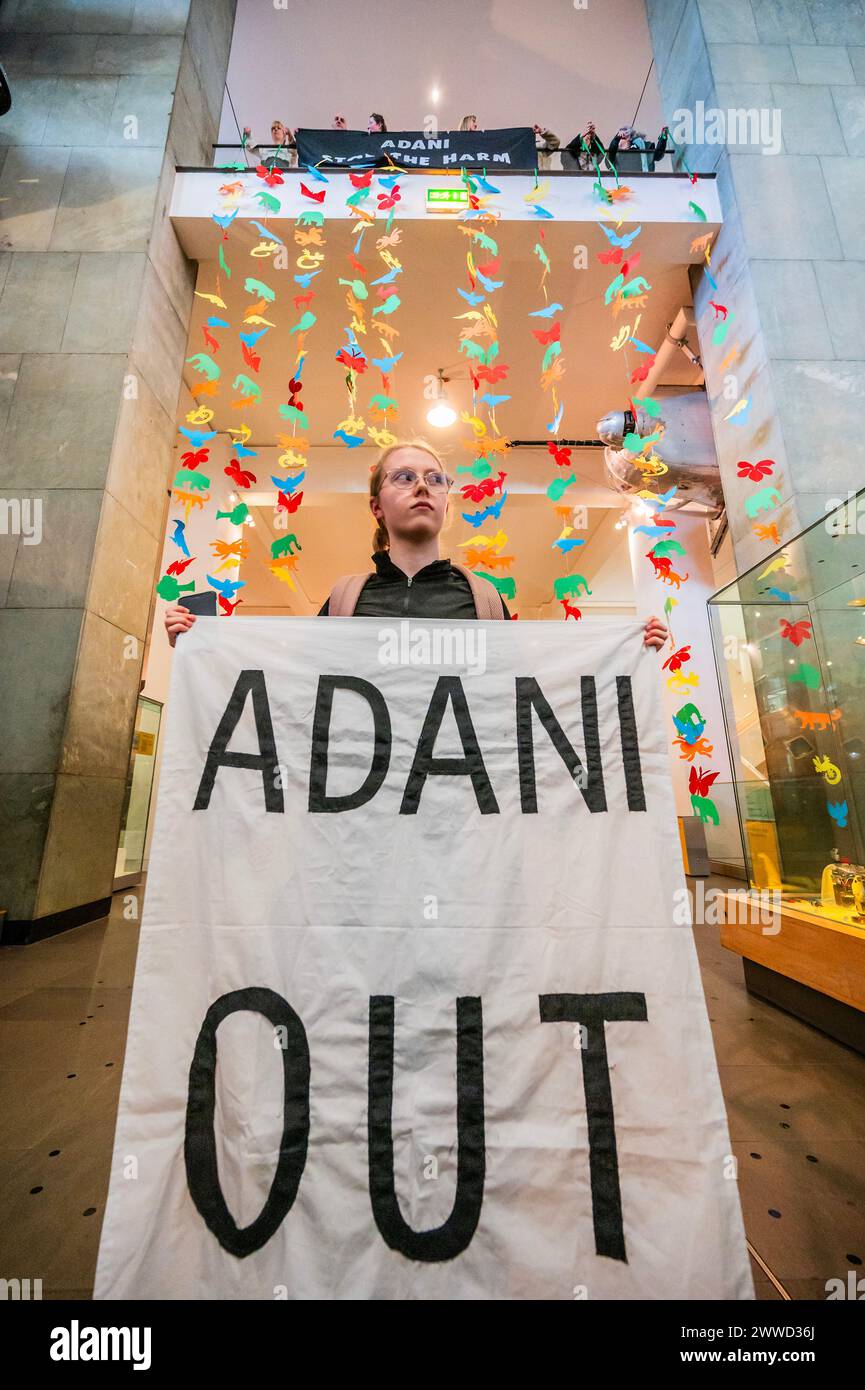 London, UK. 23rd Mar, 2024. Hand cut outs of endangered animal are hung ...
