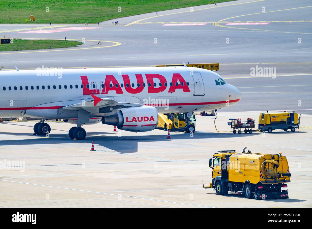 schwechat austria, 23 march 2024, lauda aircraft at the vienna ...