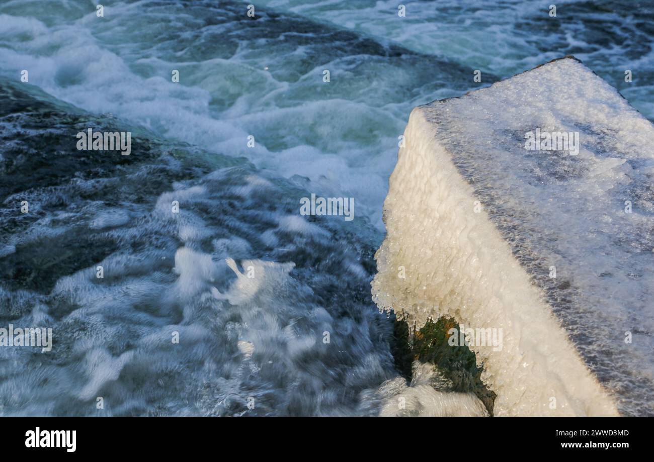 Water Cascading over Weir Step in river canal Stock Photo - Alamy