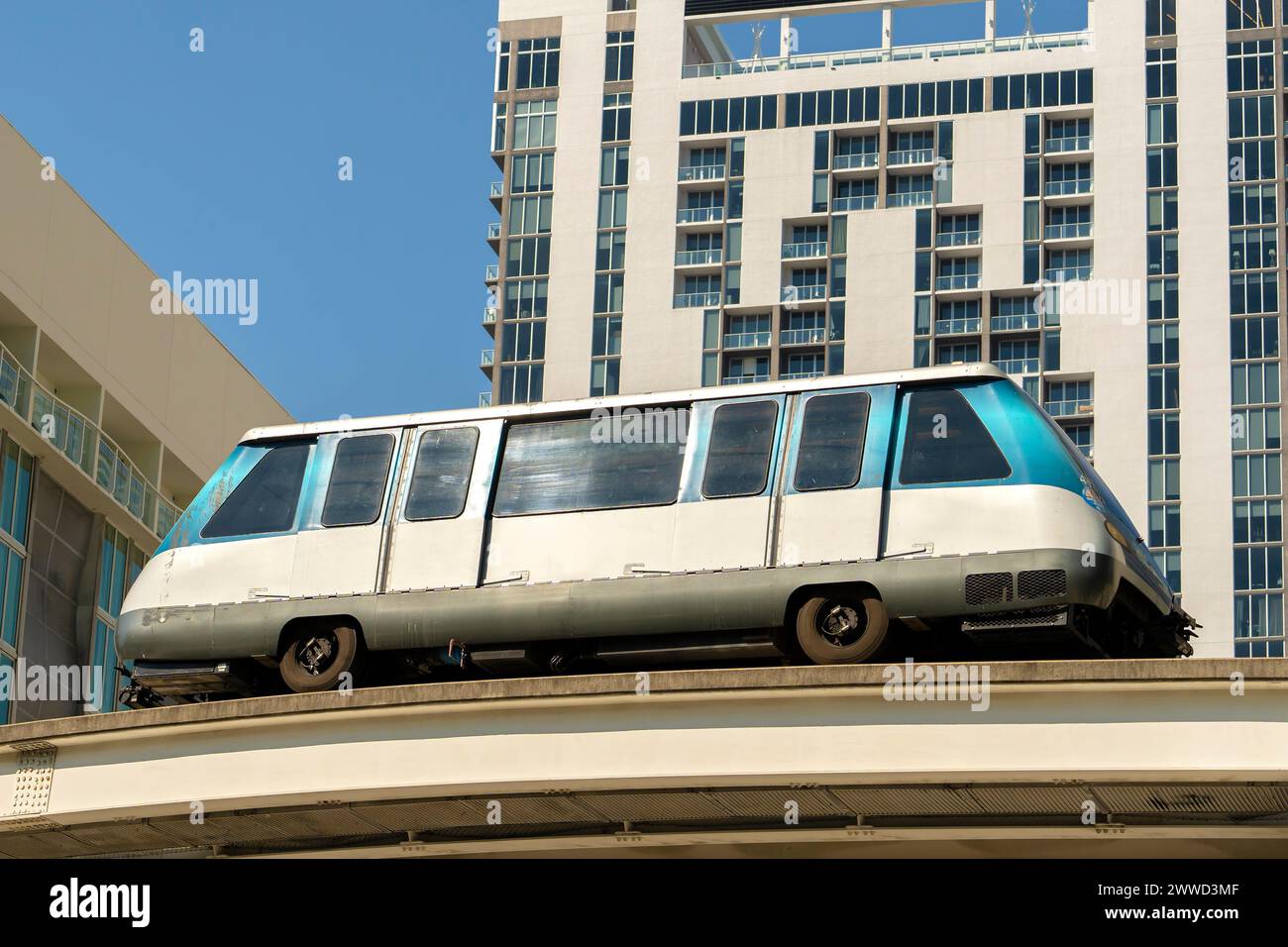 Urban transportation in downtown district of Miami Brickell in Florida ...
