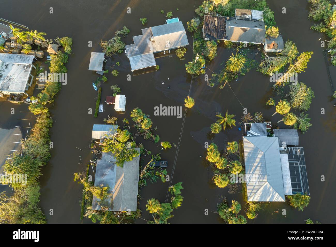 Surrounded by hurricane Ian rainfall flood waters homes in Florida ...