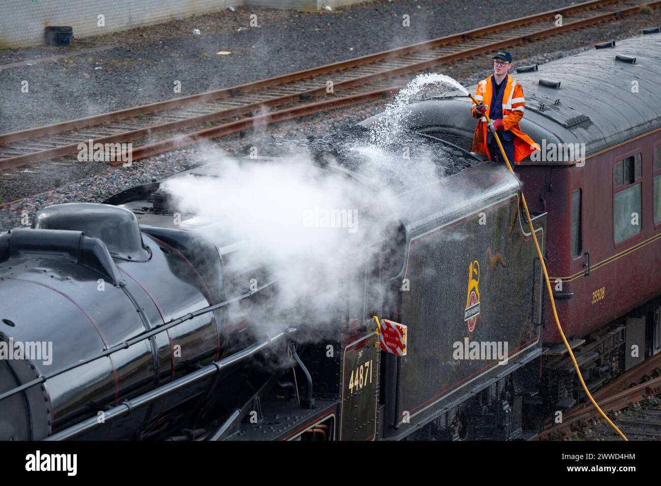 Edinburgh, Scotland, UK. 23rd March, 2024. A rare Black 5 (or Class 5 ...