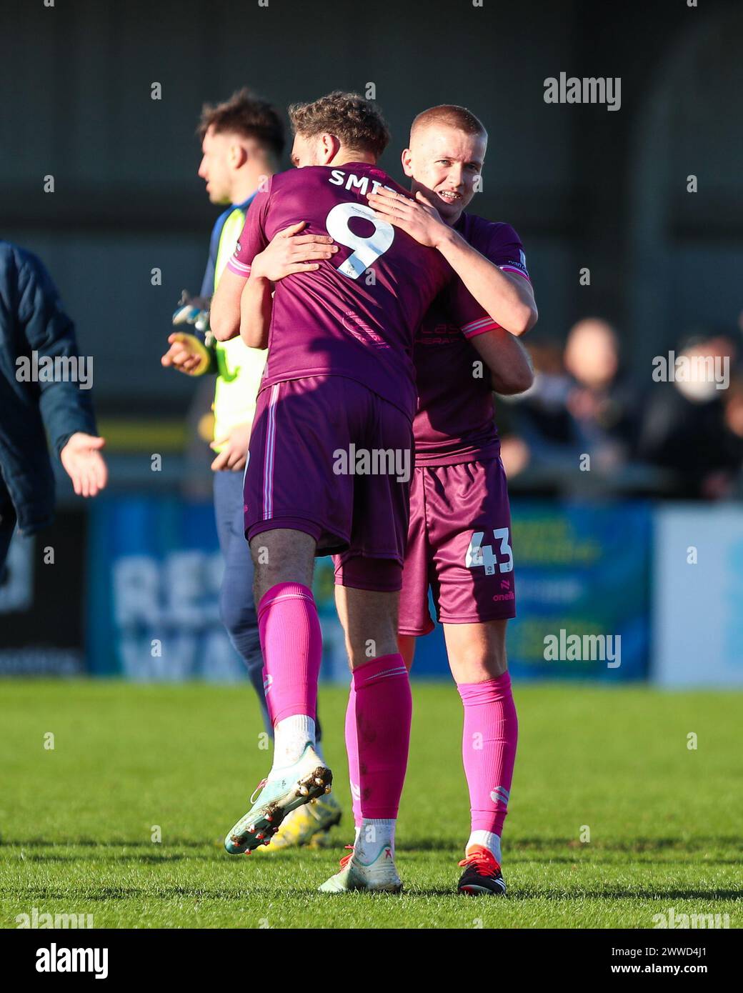 Sutton United's Harry Smith hugs Sutton United's Vinnie Tume after the ...