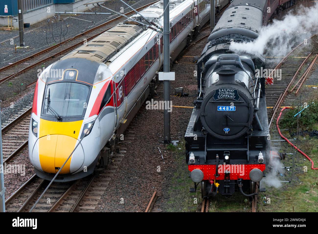 Edinburgh, Scotland, UK. 23rd March, 2024. A rare Black 5 (or Class 5 ...