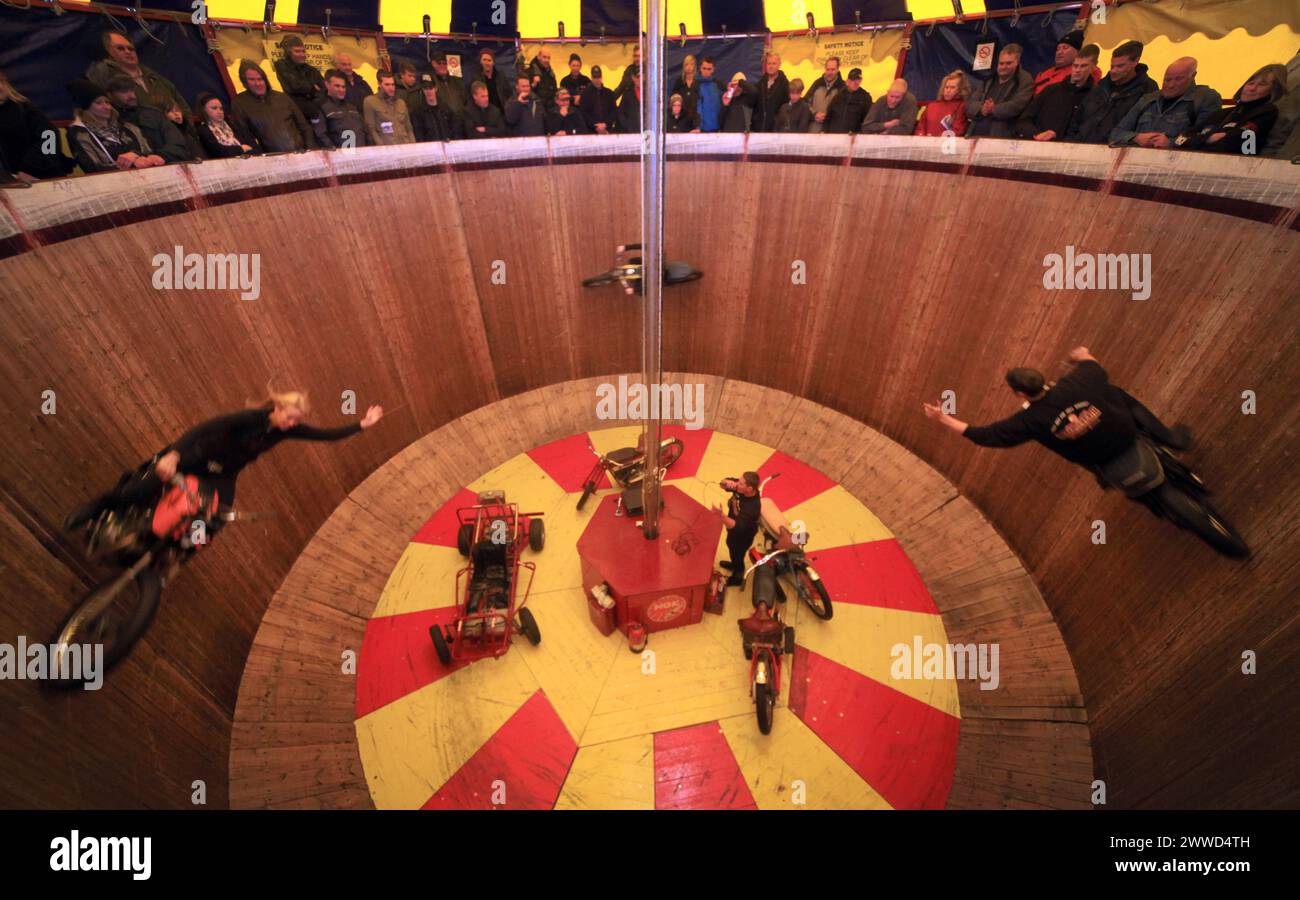 29/04/2012. ..Jaimi Tyrrell and Kerri Cameron, ride the Wall of Death ...