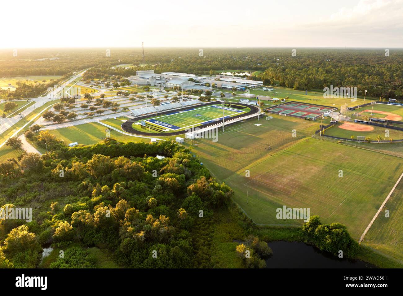 Sports facilities at public school in North Port, Florida. American ...