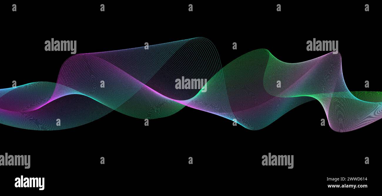 colorful motion sound wave on a dark background. Vector illustration ...