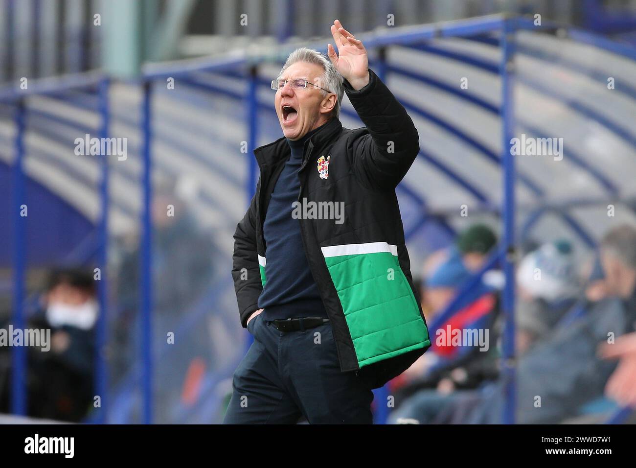 Birkenhead, UK. 23rd Mar, 2024. Nigel Adkins, the Manager of Tranmere ...