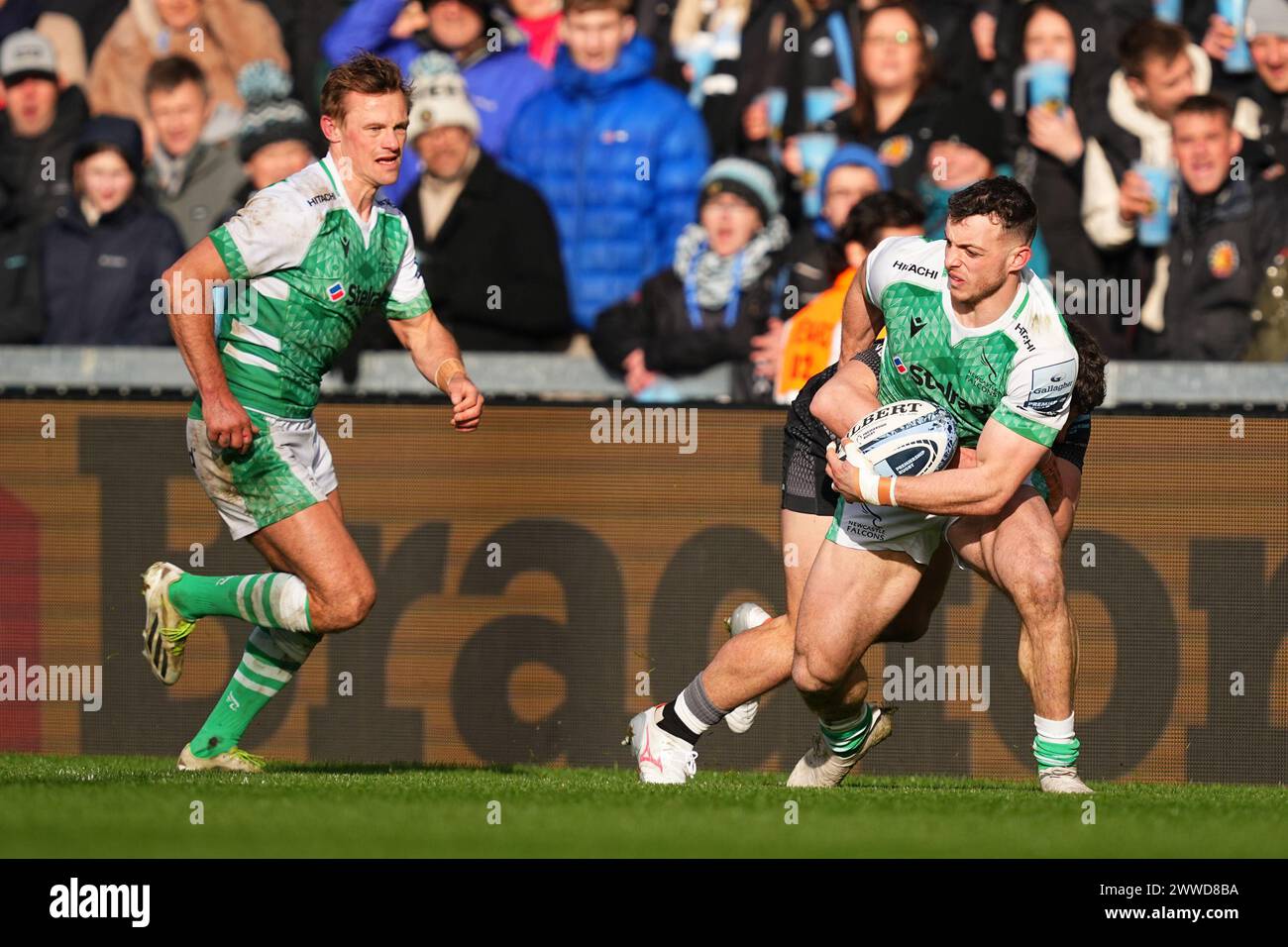 Exeter, UK. 23rd Mar, 2024. Adam Radwan of Newcastle Falcons gets ...