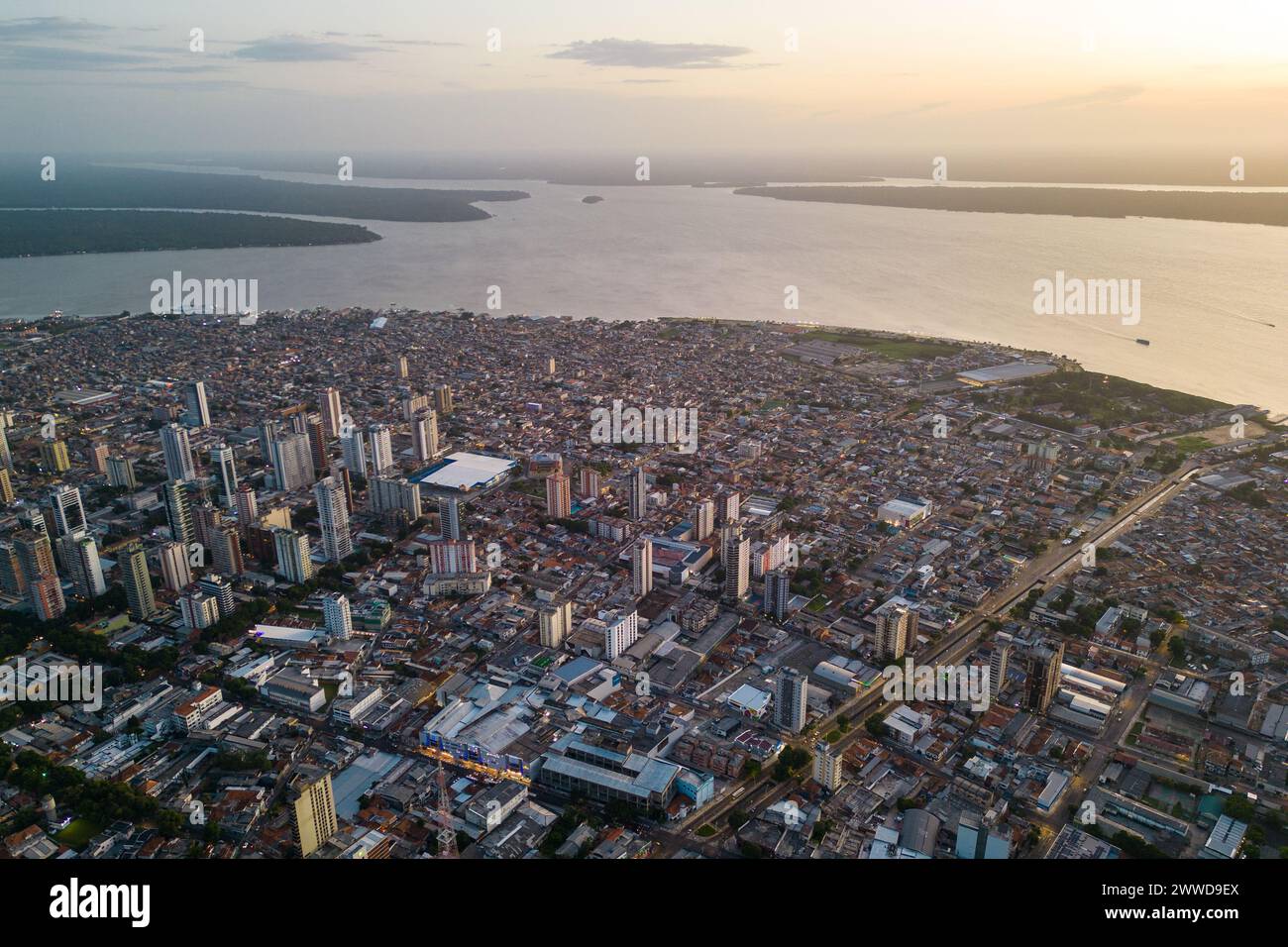 Aerial View of Belem City and Guama and Acara Rivers in the Horizon ...