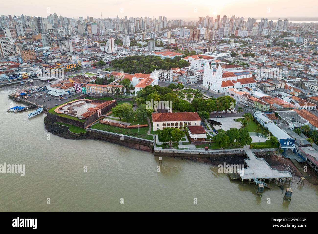 Aerial View of Historical Cannon Fort and Surrounding Area With Belem ...